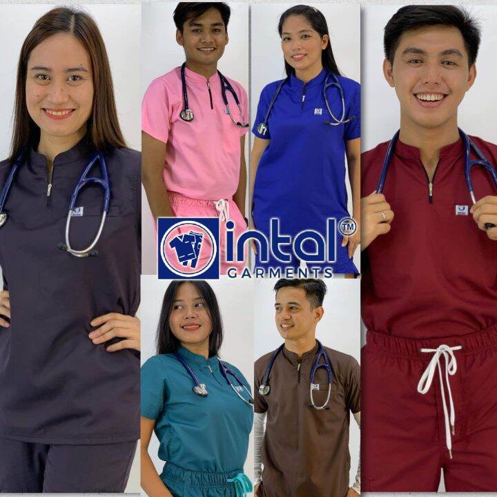 Intal Scrub Suit 028 Cargo 6 Pocket Elite Quality Chinese Collar Scrubsuit Unisex Scrubs Set