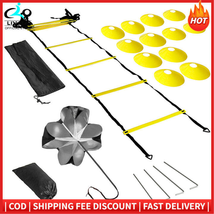 ฟุตบอลโลกกาตาร์2022 LIXADA Speed Agility Training Kit Agility Ladder Football Ladder With 12 ...