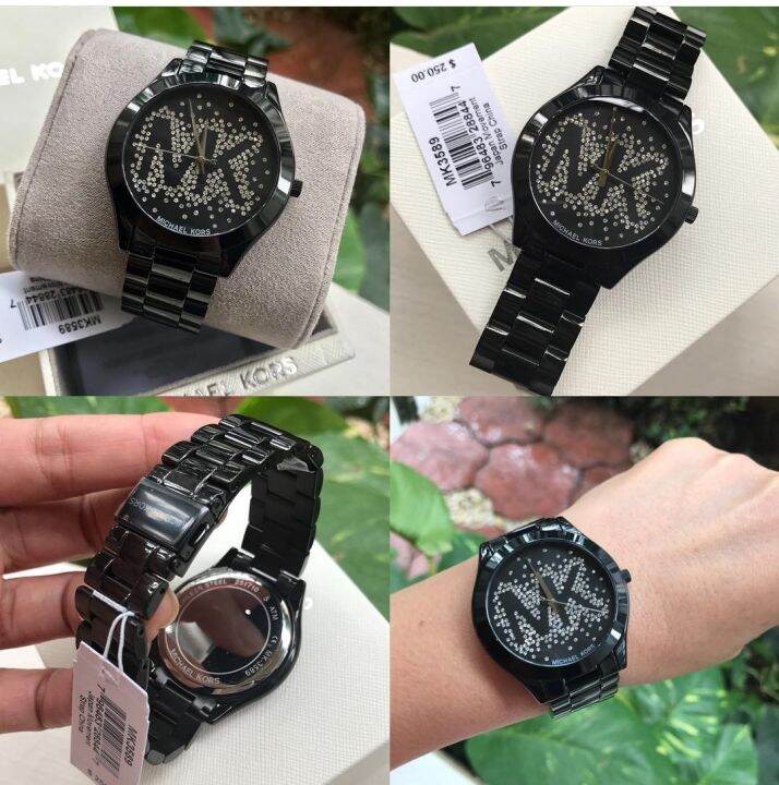Original Michael Kors Slim Runway Black Dial Women's Watch MK3589 ...