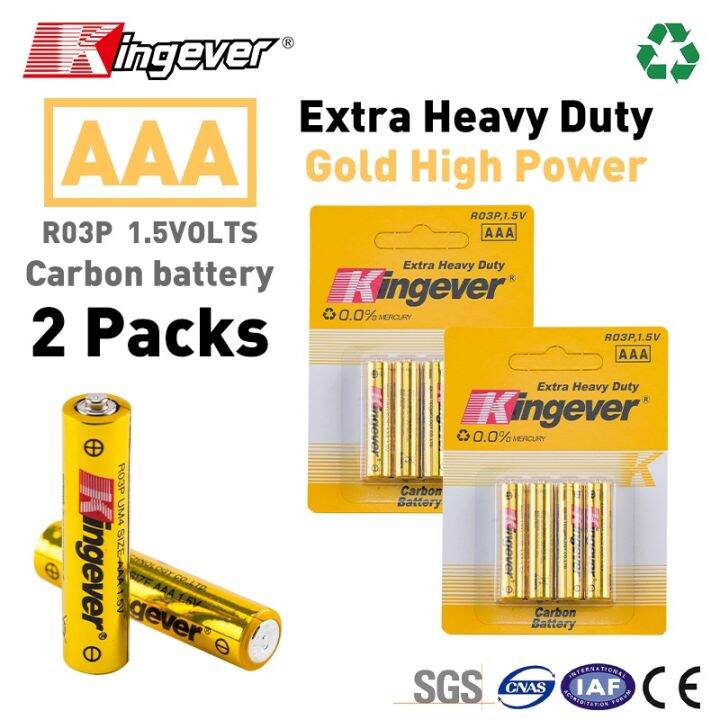 Kingever Extra Heavy Duty Gold High Power AAA R03P Battery 4PCS/Pack ...