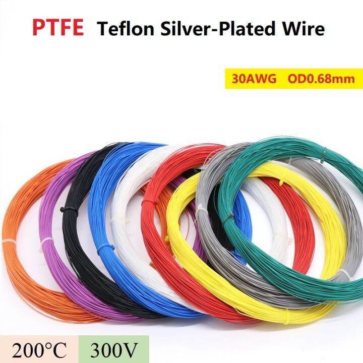 2Meter 30AWG PTFE Teflon Silver Plated Wire Oxyten-Free Copper Cable High Temperature Resistant ...