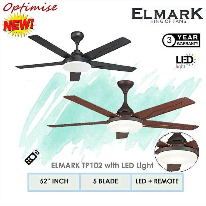 Elmark 52" ABS Blade TP102cw LED Light with Ceiling Fan with Remote ...