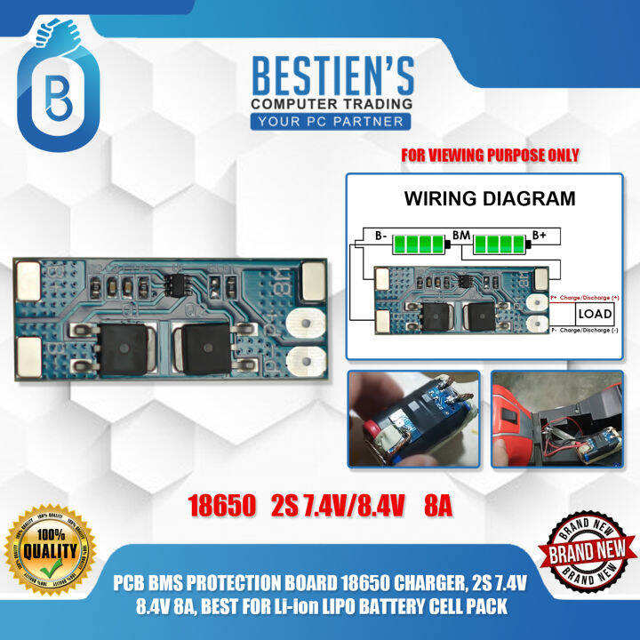 PCB BMS PROTECTION BOARD 18650 CHARGER, 2S 7.4V 8.4V 8A, BEST FOR Li ...