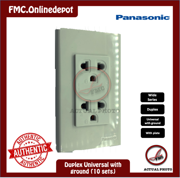 PANASONIC - 10 sets - Duplex Universal Outlet with ground with plate ...