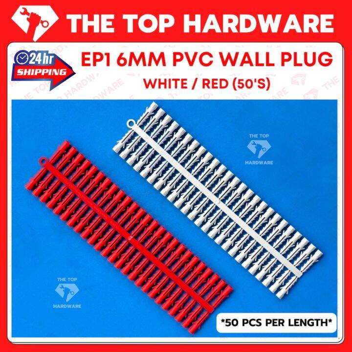 *READY STOCK* 6MM EPI PVC WALL PLUG RED & WHITE 50'S | Lazada