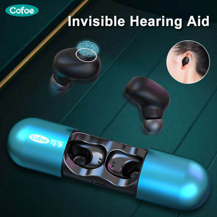 Cofoe 2ชิ้นเครื่องช่วยฟังแบบมองไม่เห็นแบบไร้สายชาร์จได้4แชนเนลอุปกรณ์เครื่องขยายเสียงดั้งเดิม ...
