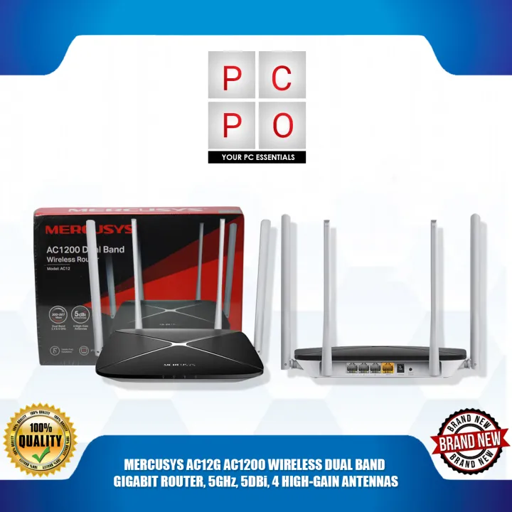 MERCUSYS AC12 AC1200 WIRELESS DUAL BAND GIGABIT ROUTER, 5GHz, 5DBi, 4 ...