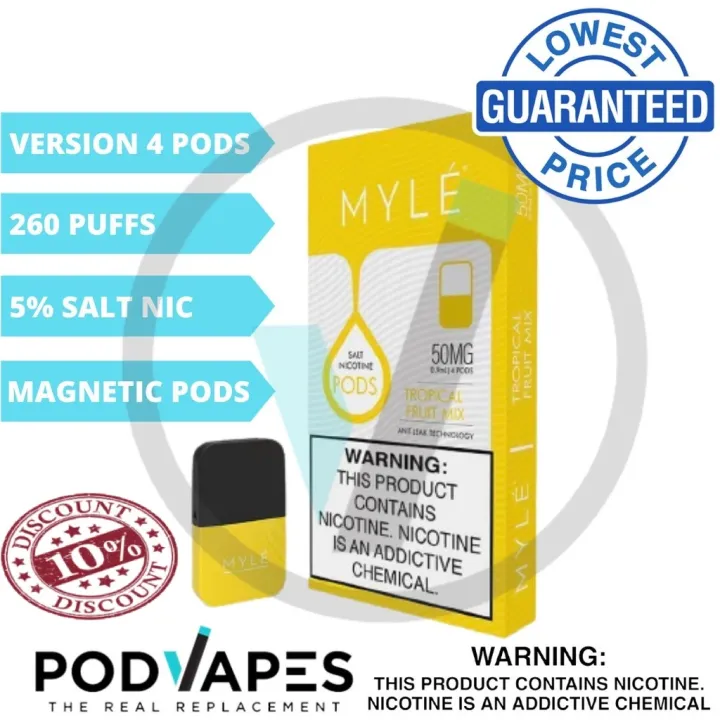 HOT PODVAPES MYLE Pods Pack of four (4) disposable magnetic MYLE pods ...