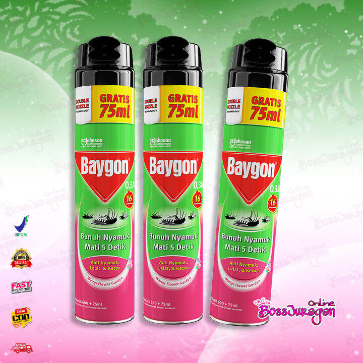 BAYGON Aerosol Flower Garden 600ml+75ml | Lazada Indonesia