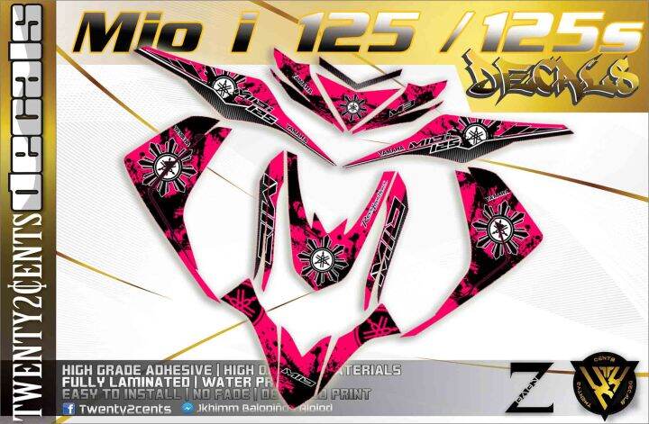 Yamaha Mio i 125 / 125s Decals High-Quality Stickers magenta sun ...