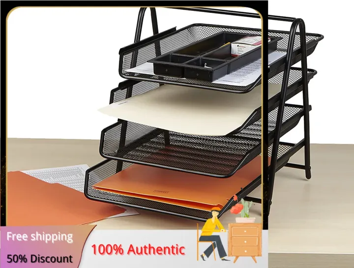 Desk Organizer Paper Tray with 3 Tier or 4 Desktop File Organizer ...