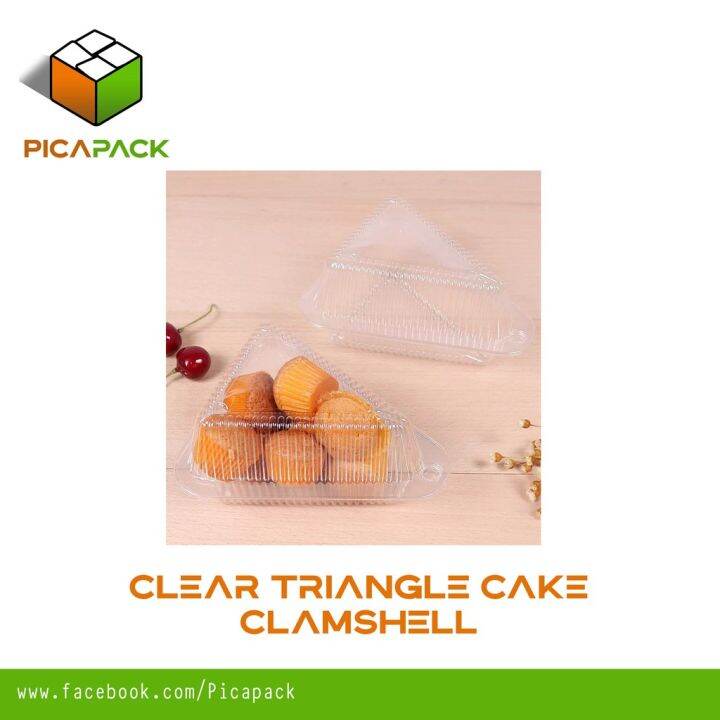 100pcs Clear Triangle Cake Box Container with hinged Clamshell Package ...