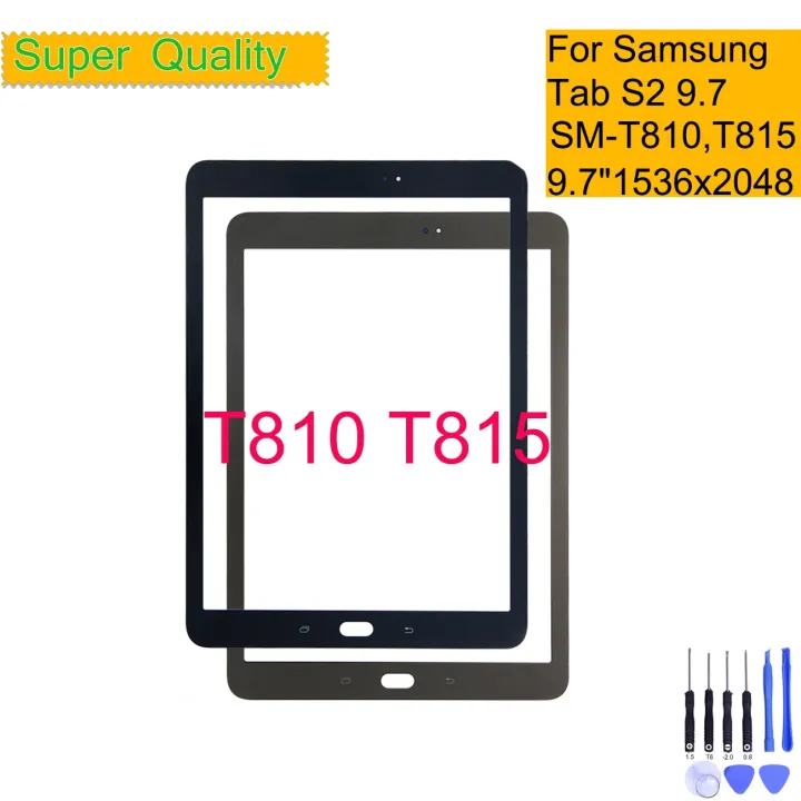 สำหรับ Samsung Galaxy Tab S2 9.7 T810 T815หน้าจอสัมผัสแผงแท็บเล็ต SM-T810 SM-T815ด้านหน้าด้านนอก ...