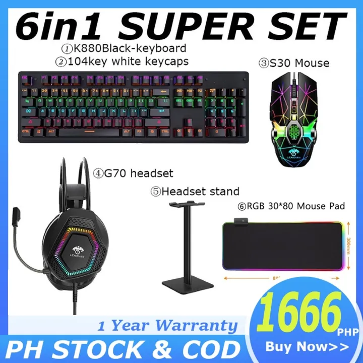 K880 Mechanical Keyboard 104 Key Computer S30 RGB Wired Combo Gaming Keyboard Mouse Combo mice ...