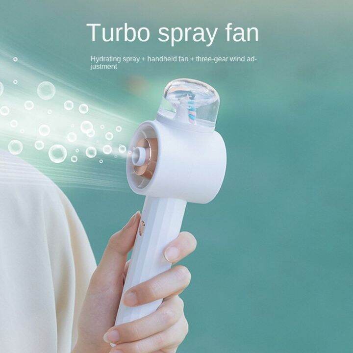 Turbine Spray Mini Fan USB Rechargeable Cartoon Student Outdoor ...
