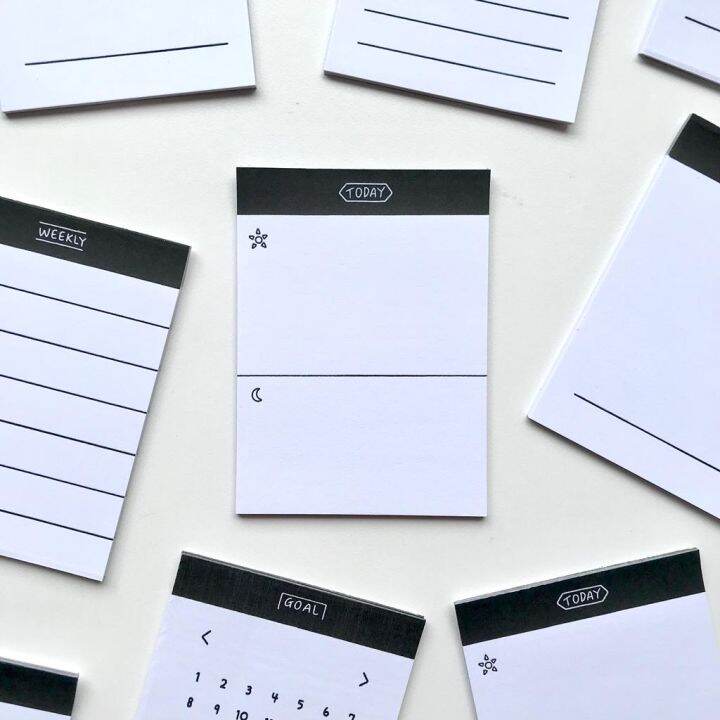 daily weekly plan notepad/ memopad hitam putih/ memopad aesthetic ...