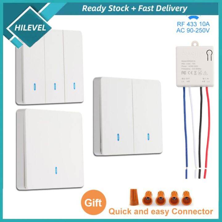 Hilevel Wireless Smart Switch Light RF 433Mhz Wall Panel Switch with ...