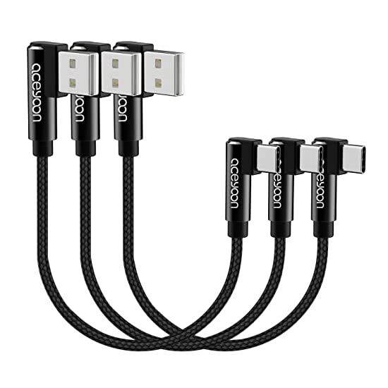 ACEYOON USB TYPE C Cable 30cm 3-Double-end L-shaped Type C Cable Short ...