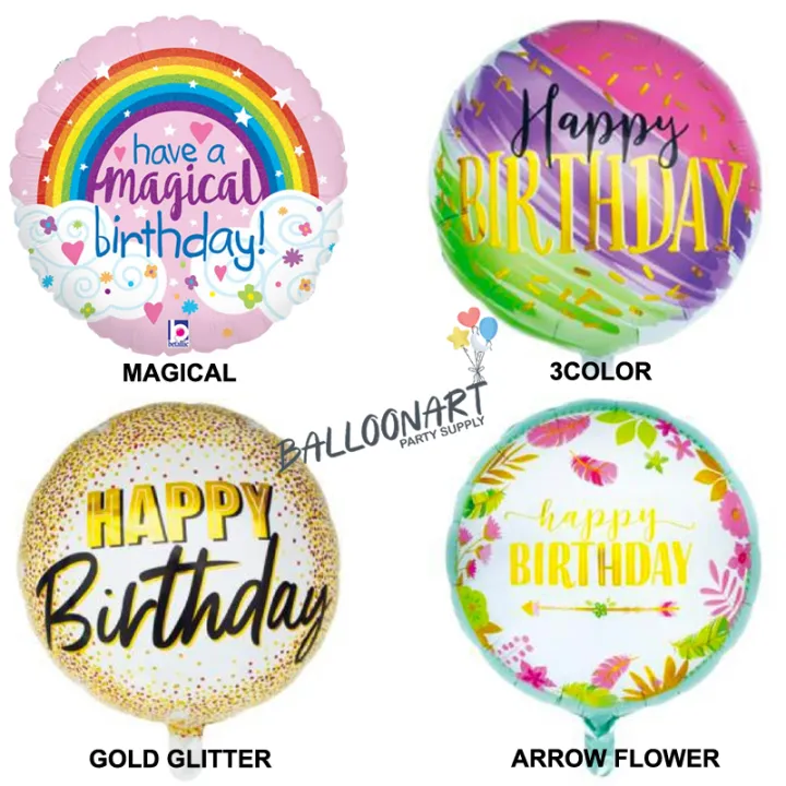 Balon Happy Birthday Bulat/Balloon Foil Round/Balon Foil Ulang Tahun ...