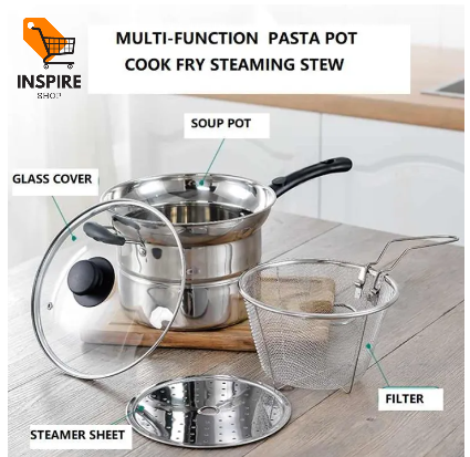INSPIRE SHOP Multifunction Pot 3 in 1 Stainless Steam and Deep Frying ...