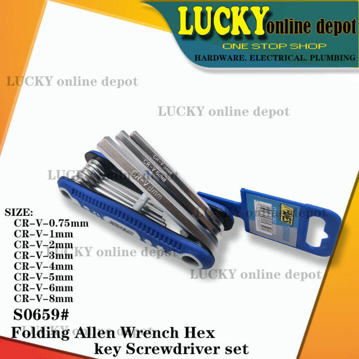 S0659 FOLDING ALLEN WRENCH HEX KEY SCREWDRIVER SET | Lazada PH