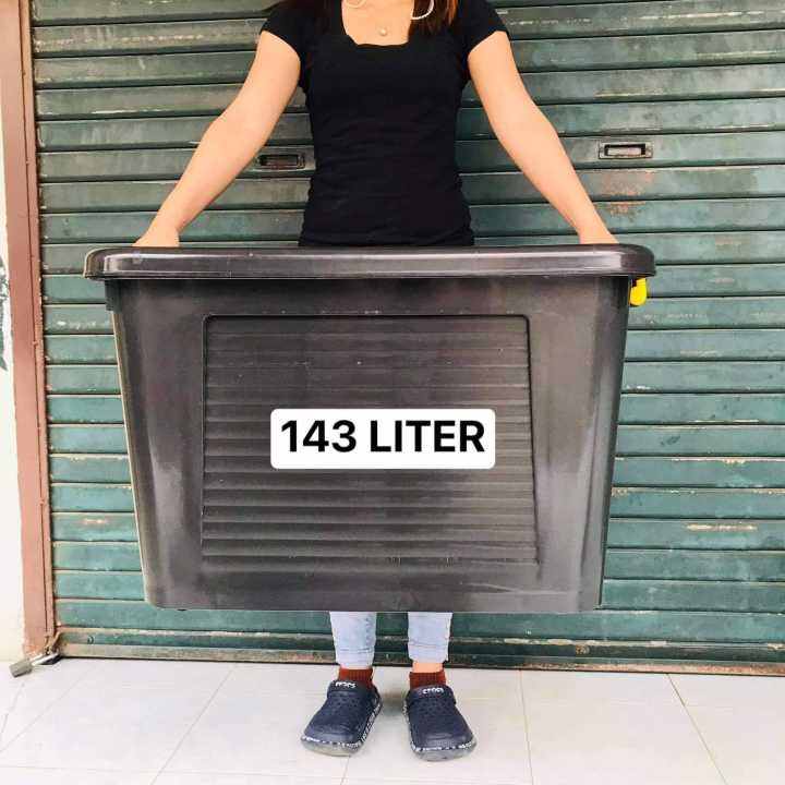 143L J&T MASTER BOX STORAGE BOX PLASTIC WITH CART WHEELS | Lazada PH