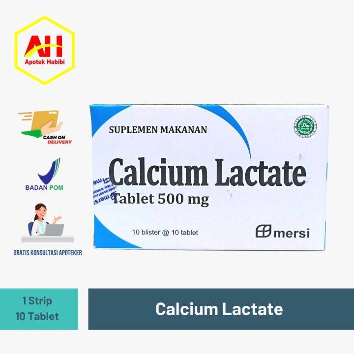 CALCIUM KALK KALSIUM LACTATE LAKTATE 500MG PERSTRIP ISI 10 TABLET ...