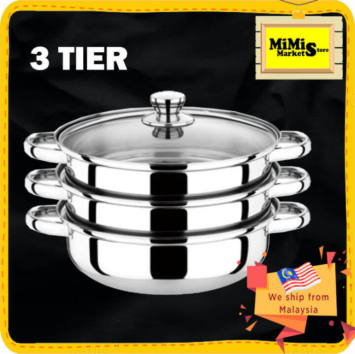 28cm 3 Tiers Multipurpose Steamer Pot Set Premium High Quality ...