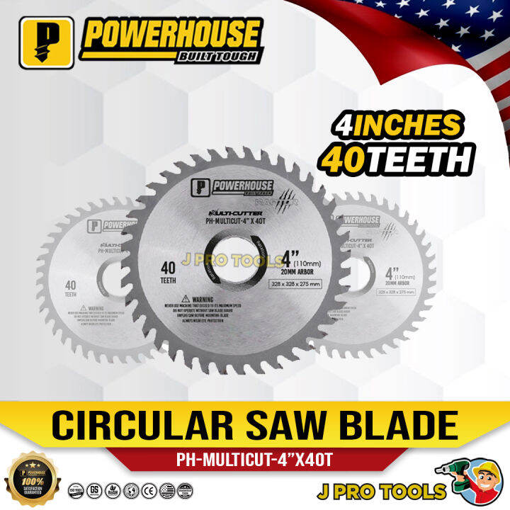POWERHOUSE Circular Saw Blade 4" Raptor PH-MULTICUT-4" x 40T for Wood ...
