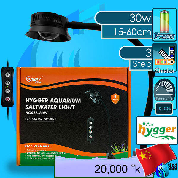 🐟 Hygger Saltwater LED 30w with timer โคมไฟหนีบตู้ปลาทะเล HG-088 lamp lighting | Lazada.co.th