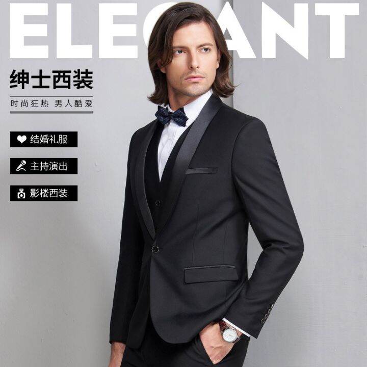 KENRO Men's Suit Set ( Jacket Vest Pants ) Plus Size Male Blazer Formal ...