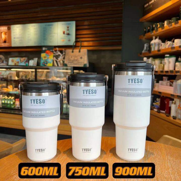 (ของแท้) พร้อมส่ง แก้วเก็บความเย็น Tyeso แบบใหม่ มีที่จับ หูหิ้ว แก้วกาแฟ แก้วสแตนเลส304 600ml ...