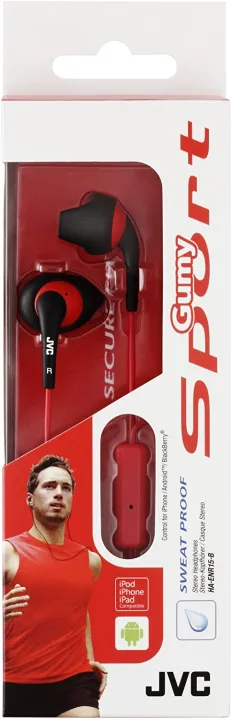 JVC Black and Red Nozzel Secure Comfort Fit Sweat Proof Gumy Sport ...