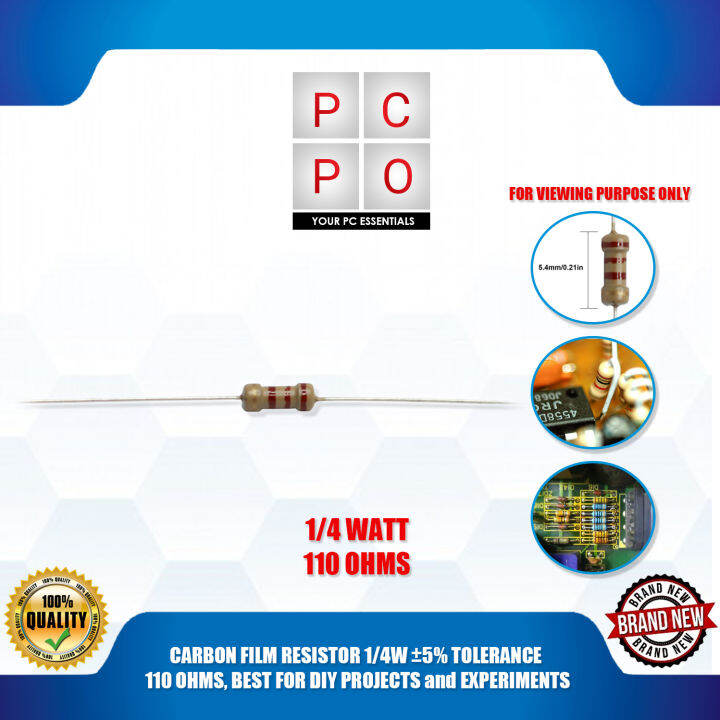 CARBON FILM RESISTOR 1/4W ±5% TOLERANCE 110 OHMS, BEST FOR DIY PROJECTS ...