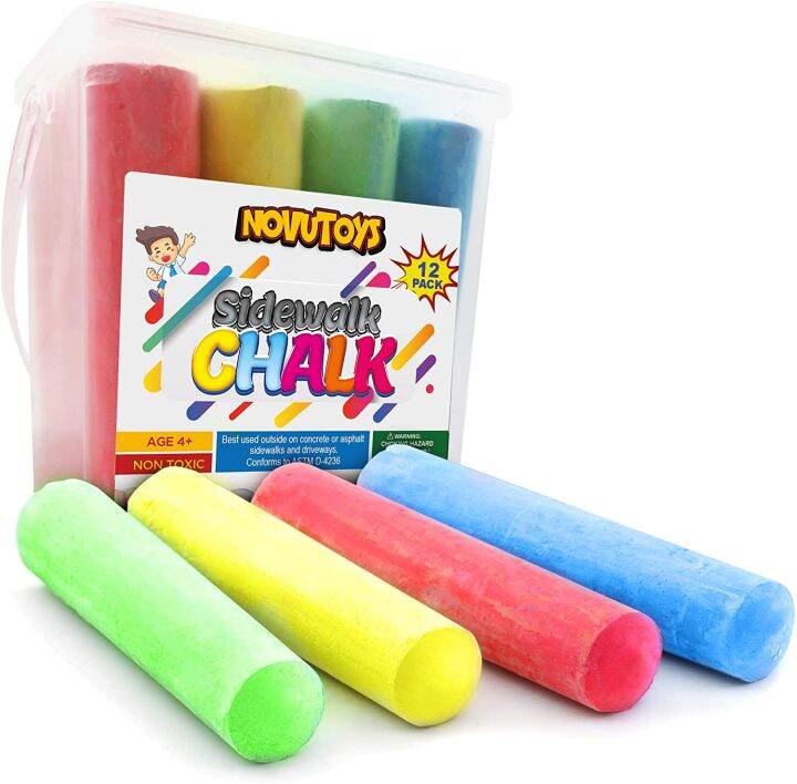 Jumbo Sidewalk Chalk Sets for Kids, Driveway Chalk Set Assorted Colors ...