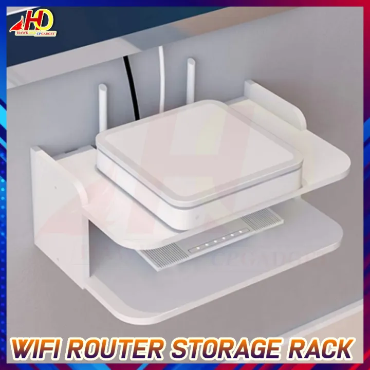 1PC Wifi Router Storage Rack Display Holder Double Floating Wall Mount ...