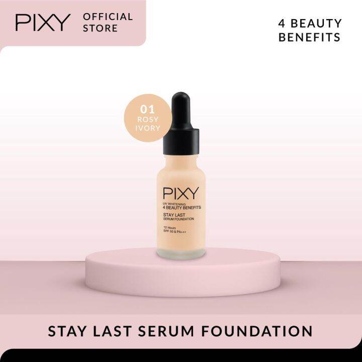 PIXY UV Whitening Stay Last Serum Foundation - 01 Rosy Ivory (4 Beauty ...