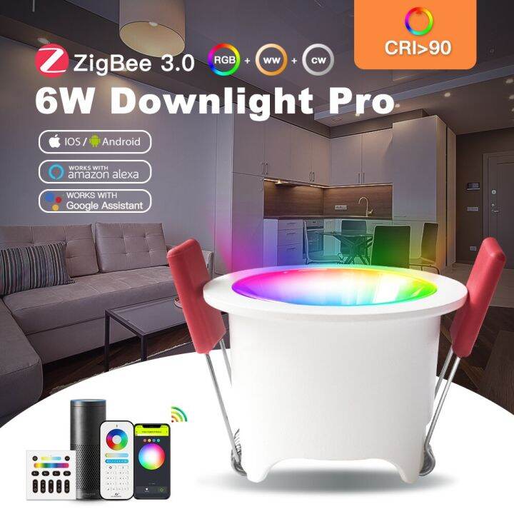 Gledopto Zigbee 3.0 6W RGB+CCT LED Downlight CRI 90 Smart Ceiling Light ...