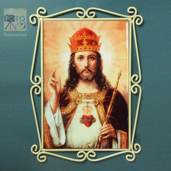 20X30 Wrought iron frame wall decoration with religious image, Jesus ...