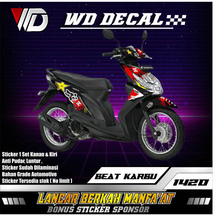 01420 DECAL STICKER SEPEDA MOTOR HONDA BEAT KARBU | Lazada Indonesia