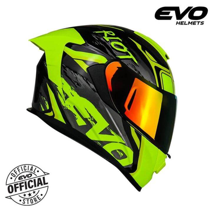 EVO GT-PRO Riot Full Face Dual Visor Helmet With Free Clear Lens ...