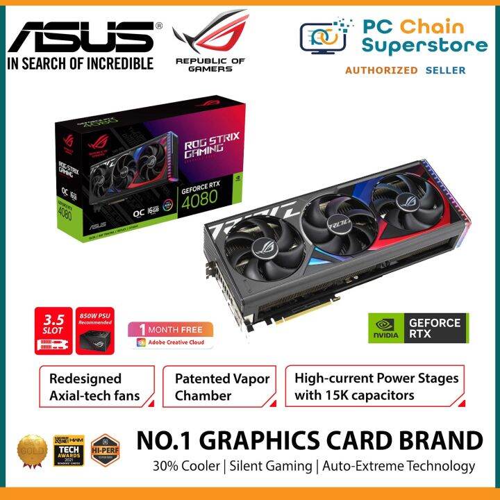 ASUS ROG Strix RTX 4080 OC Edition 16GB GDDR6X Gaming Graphics Card ...