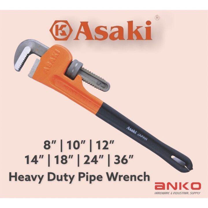 ASAKI HEAVY DUTY PIPE WRENCH 8” | 10” | 12” | 14” | 18” | 24” | 36 ...