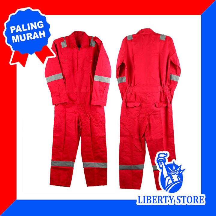 Baju Wearpack Langsungan Safety ASGARD Kerja Proyek Coverall Scotligh - Merah Japan | Lazada ...