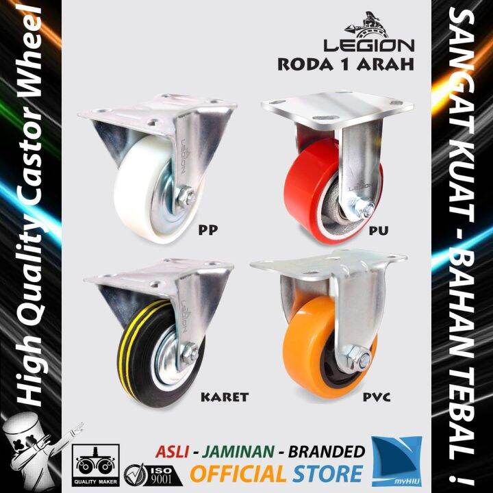 Roda Lori 4" inch / 100 mm 1 Arah Besi Caster Troli - Trolley RIGID ...