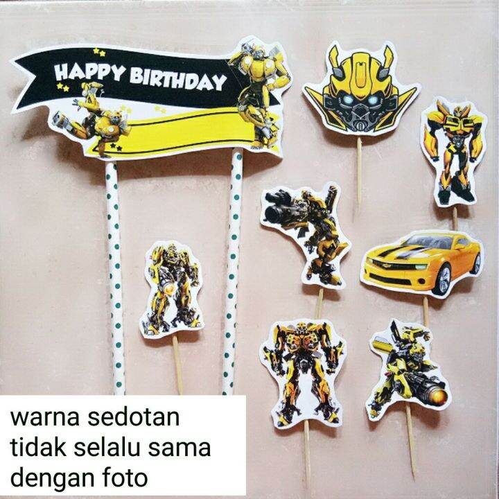 Cake topper hiasan kue ulang tahun karakter Bumblebee bumble bee ...