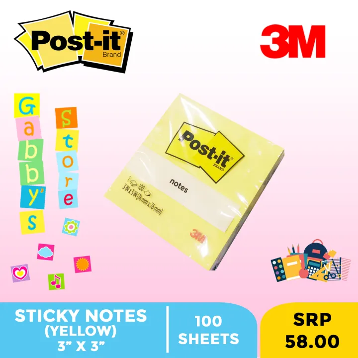 3M 654 Post-it Sticky Notes 3inches x 3inches / 76mm x 76mm | Lazada PH