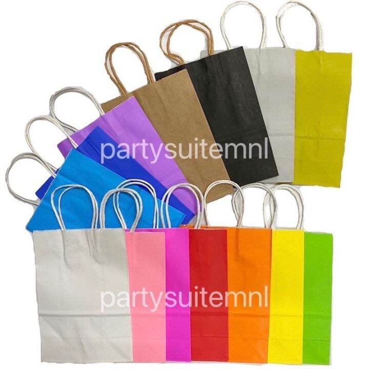 PartySuite 12 Pieces SMALL Plain Colored Paper Bags/ Lootbags (15cm*8cm ...