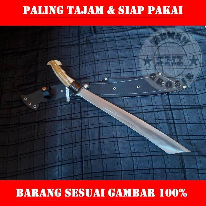 GOLOK Tebas Patimura Kalep Hitam Panjang Fulltang Baja Per | Lazada ...