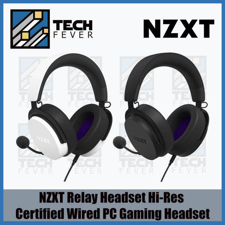 NZXT Relay Headset Hi-Res Certified Wired PC Gaming Headset(White/Black ...